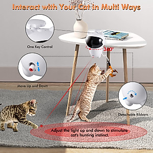 CooAoo Cat Toys for Indoor Cats Interactive Laser Cat Toy Rechargeable Kitten Toys Automatic Rotation Hanging Cat Toy Intelligent Electric Cat Pet Teaser Toys with Feather and Streamer