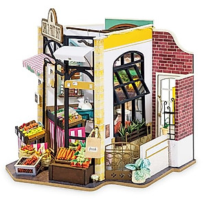 Rolife DIY Miniature House Kit Carl's Fruit Shop, Tiny House Kit for Adults to Build, Mini House Making Kit with Furniture, Halloween/Christmas Decorations/Gifts for Family Friends (Carl's Fruit Shop)