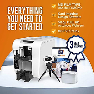 Magicard Pronto100 Single Side ID Card Printer & Supplies Package Badge Maker Machine (3100-0001) (Standard Package w/Web Camera)