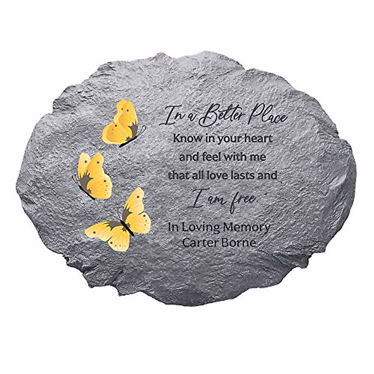 Let's Make Memories Personalized Sympathy Stepping Stone - I Am Free - Condolence & Memorial Gift - Customize with Message -11”Lx6”Wx3”D