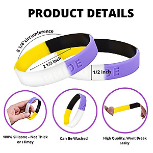 LGBTQ - Non-Binary Pride Silicone Bracelets for Pride Month, LGBTQ Accessories & Pride Parade – Perfect for Fundraisers! - 1 Bracelet Multicolor