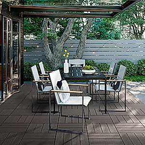 Goovilla Wood Plastic Composite Interlocking Patio Deck Tiles 9 Pack (9 sq. ft), 12"x12" Waterproof Indoor Outdoor Flooring All Weather Use, Balcony Floor Covering Tile, Decking Tiles, Dark Coffee