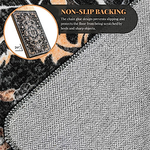 8x10 Boho Large Area Rug, Washable Rug, Ultra Soft Area Rug, Non Slip Abstract Rug Foldable, Stain Resistant Rugs for Living Room Bedroom, Vintage Fuzzy Rug(Black Yellow, 8'x10')