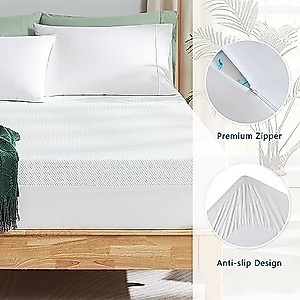 Timimi Memory Foam Mattress Topper Queen - 3 Inch Gel Cooling Mattress Pad for Queen Size Bed with Removable Washable Cover(21'' Deep Pocket) - Bed Topper for Back Pain (CertiPUR-US Certified - White)