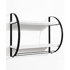 SUMGAR Floating Shelves with Towel Bar, 2 Tier Storage Shelf Wall Mounted for Bedroom, Living Room, Office, Kitchen