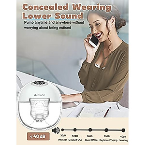 Wearable Breast Pump Hands Free Electric Breast Pump with 4 Modes & 9 Levels, 1600 mAh Super Quiet Portable Painless Breastpump Breastfeeding Essentials for Outdoor, 17/19/21/24mm Flanges (2)