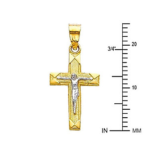 GoldenMine Fine Jewelry Collection 14k Two Tone Gold Jesus Cross Religious Charm Pendant