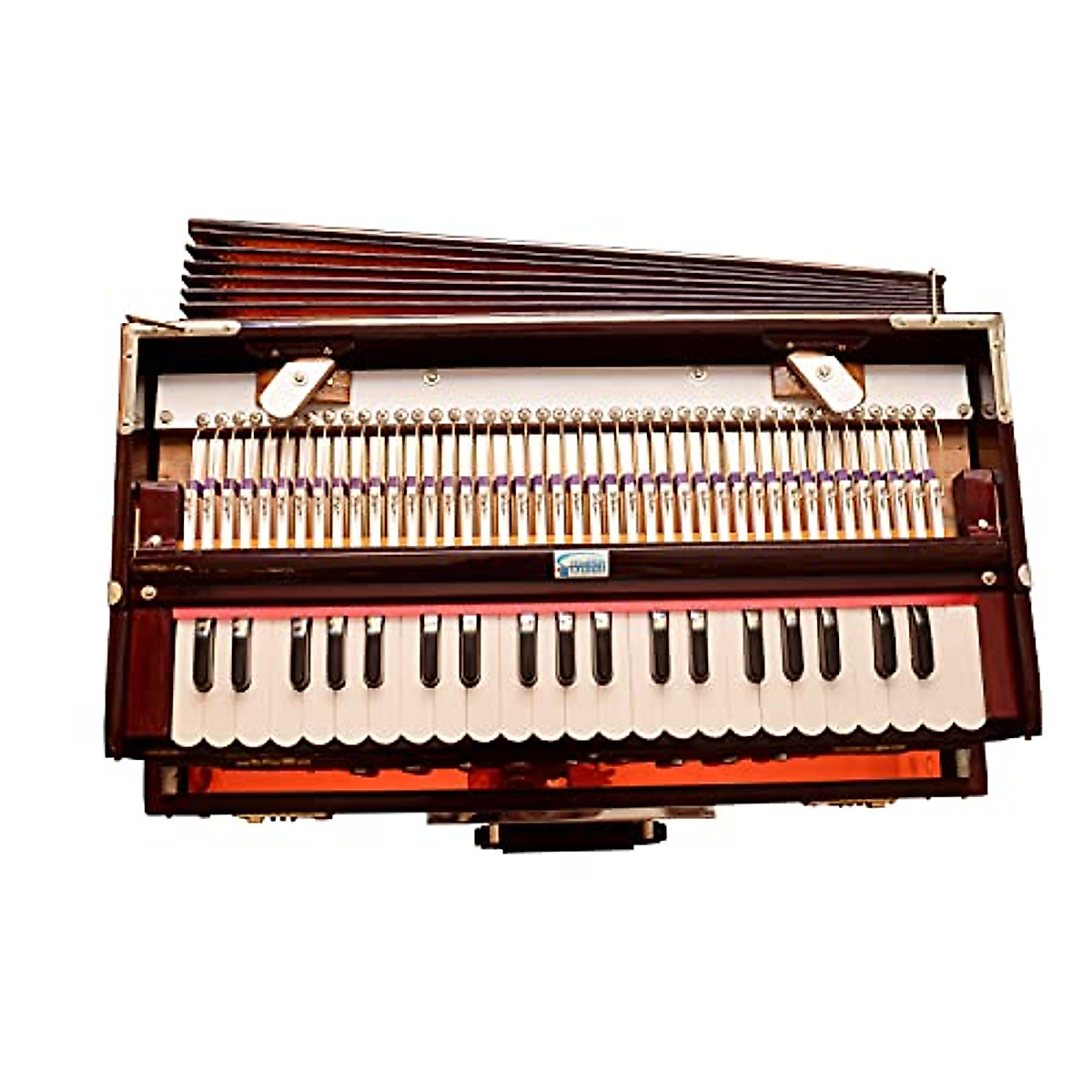 Non Scale Changer Harmonium LYDNSC-1 Concert Folding Auto Push Mohonlal Delux Double Reed 9Stopper 3 1/2 Octaves Burma Teak Wood Brass Work 7 Part Blow With Padding Bag buy only from LYDIAN