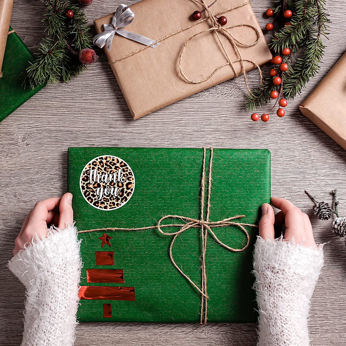 muminglong Cute Leopard Print Thank You Small Business Stickers,Thank You Stickers,Happy Mail Stickers,Handmade Stickers,Small Shop Sticker,Package Stickers for Small Business, 500 PCS