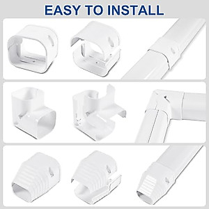 KuriProtect 3"W 10Ft Decorative PVC Line Set Cover Kit for Mini Split Lineset Cover Kit for Air Conditioner & Heat Pump (White)