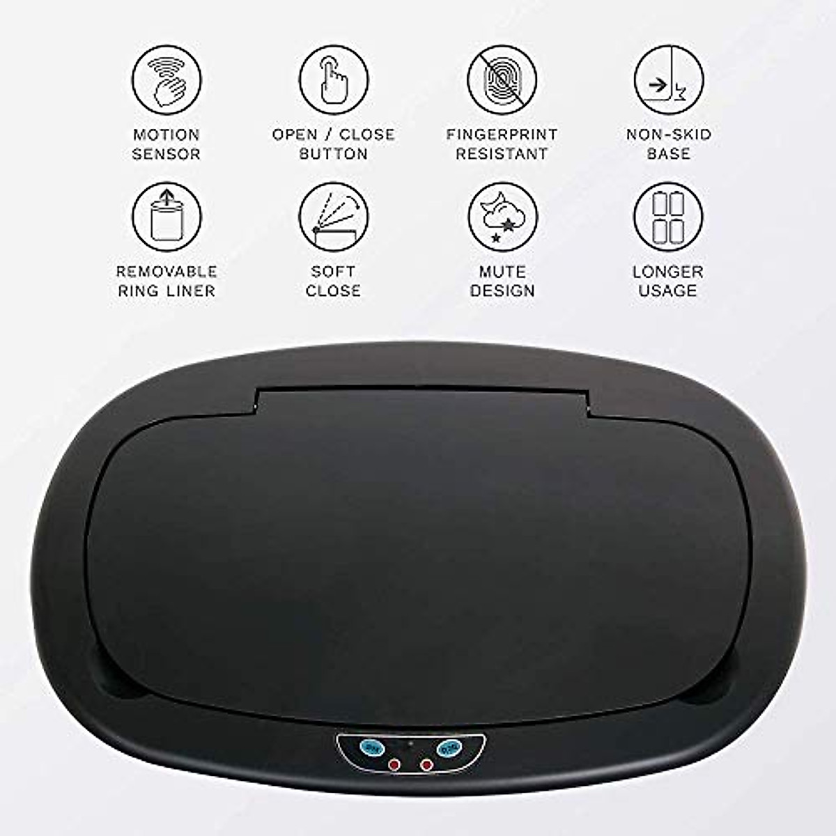 Payhere Kitchen Trash Can for Bathroom Office Home, Powered by Batteries (not Included) (13 Gallon Trash Can (Black))