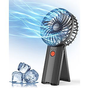 Mini Handheld Portable Foldable Small Fan USB Rechargeable Personal Fan Neckable Desktop 4-speed 3-in-1 Mute Handheld Small Fan 6-15 Hours Continuity Suitable for Summer Travel Camping Outdoor Kids