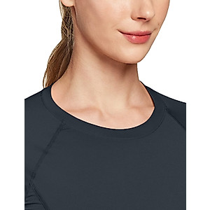 ATHLIO Women's Sports Compression Shirt, Cool Dry Fit Long Sleeve Workout Tops, Athletic Exercise Gym Yoga Shirts, 2pack Black/Charcoal, Small