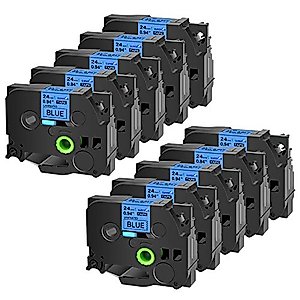 USUPERINK 10PK Compatible for Brother P-Touch Label Maker Tape TZe-551 TZ-551 TZe551 TZ551 Black on Blue 24mm 0.94 inch 1'' x 26.2ft Laminated TZe TZ Label Tape for PT-7600 PT-9200DX PT-9200PC 9400