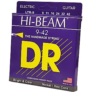 DR Strings Electric Guitar Strings, Hi-Beam, Hex Core 9-42