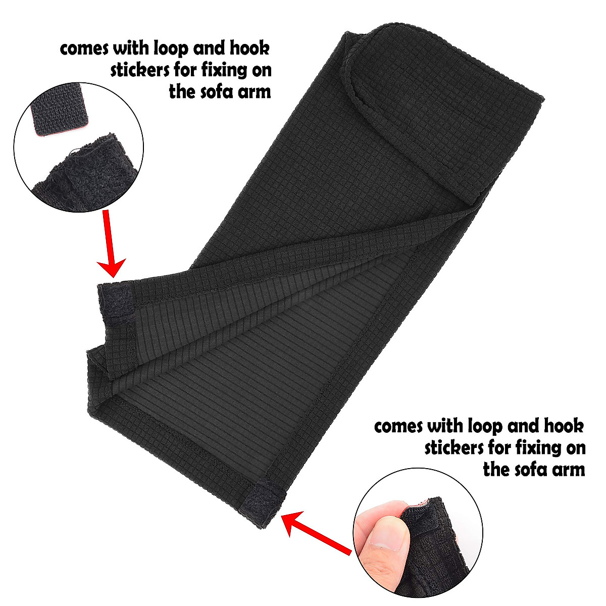 CM Anti-Slip Sofa Armrest Slipcover Anti-dust Armchair Stretch Cover for Sofa Recliner Armchair Couch Protector, One Pair (Black)