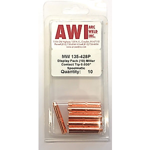135-428 Miller Style Spoolmatic and XR 1st Generation Series Contact Tip .030-.041 - Arc Weld by Masterweld Pack of (25)