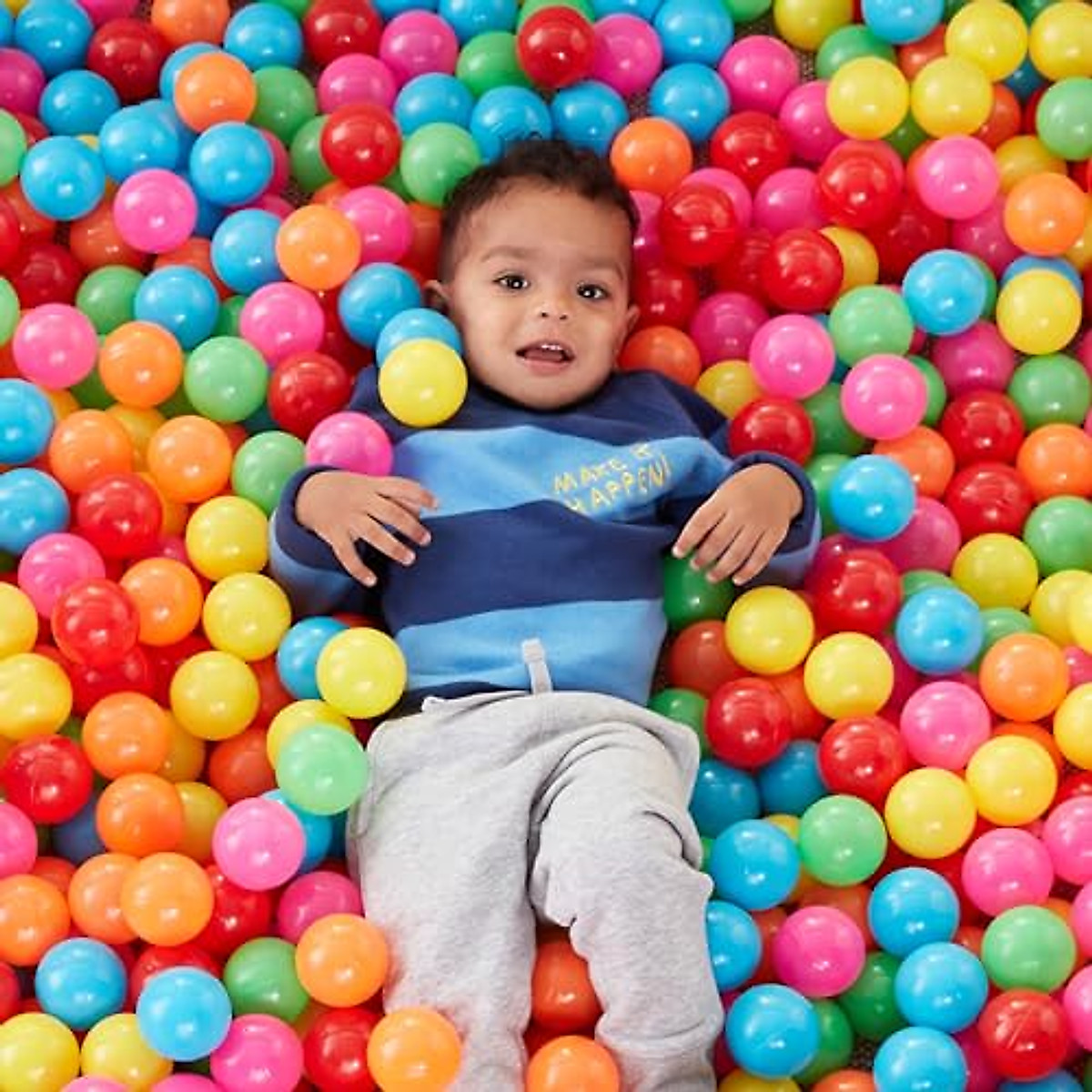 Amazon Basics BPA Free Crush-Proof Plastic Ball, Pit Balls with Storage Bag, for Toddlers Kids 12+ Months Play, Pack of 1000 Balls, 6 Bright Colors