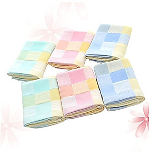 Alipis 6pcs Turkish Towel Blue Hand Towels Checkered Hand Towels Face Wash Cloth Decorative Hand Towel Plaid Dishcloth Scarf Face Towel Bath Towel Small Kid Towel Cotton Square Towel Baby