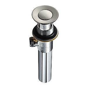 Purelux Bathroom Faucet Vanity Sink Metal Pop-Up Drain Stopper Assembly with Lift Rod and Overflow, Brushed Nickel Finish