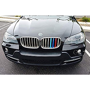 iJDMTOY Exact Fit ///M-Colored Grille Insert Trims Compatible With 2007-2013 BMW E70 X5, 2008-2012 E71 X6 Center Kidney Grill