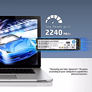 HP EX900 Pro 256GB NVMe PC SSD - PCIe Gen3 (8.0 GT/s) x 4, M.2 2280, 3D NAND Internal Solid Hard State Up to 2240 MB/s with DRAM Cache - 9XL75AA#ABA