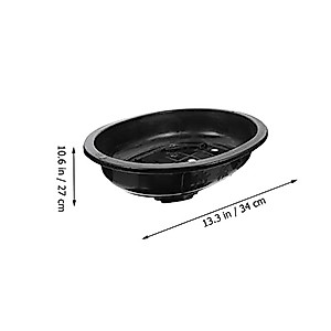 Yardwe Office Decor 4pcs Plastic Planter Oval Bonsai Training Pots with Drainage Hole Deep Flower Container Succulent Growing Pots for Garden Home Balcony Nursery Decor Black Outdoor Decor