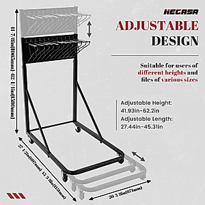 HECASA Mobile Blueprint Storage Rack with 12 Pivot Brackets, Adjustable Vertical Poster Display Rack & Plans Holder, Vertical Architectural Plan Storage Map organizer Rack Hanging File Organizer Stand Storage for Home Office Art Galleries - Black