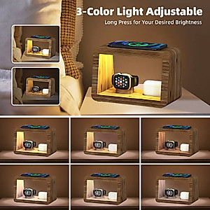 Wireless Charging Station, Alltripal Desk Lamp 15W Fast Wireless Charger Night Light with 3 Color & Adjustable Brightness, Charging Dock for iPhone 13 Pro Max/AirPods Pro/iWatch/Samsung with Adapter