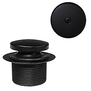 Westbrass R93-36-62 1-1/2" Coarse Thread Tip-Toe Bathtub Drain Plug Trim Set with One-Hole Overflow Faceplate, Matte Black (36-Pack)