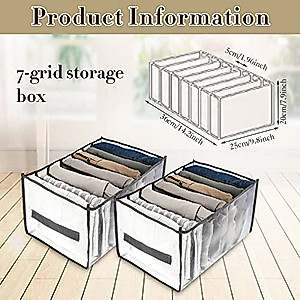 10 Pcs Large 7 Grid Wardrobe Clothes Organizer With Handle, 14.2 x 9.8 x 7.9 Inch Foldable Mesh Clothes Storage Organizer for Closet, Washable Clothing Clothes Storage Box for Jeans Pants T-shirts