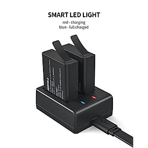 Surfola Action Camera Battery Pack, Rechargeable Batteries with Charger 1350mAh X2, with USB Dual Charger for Sports Camera, Compatible with AKASO EK7000/CAMPARK/CROSSTOUR/APEMAN and More