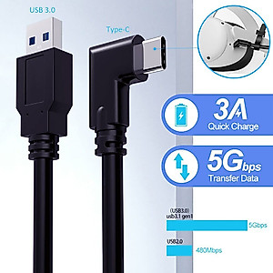 ukiism 16FT VR Link Cable Compatible with Meta/Oculus Quest 3, Quest2/Pro/Pico4 Accessories, USB 3.0 to USB C Charger & Data Cable for VR Headset and Gaming PC