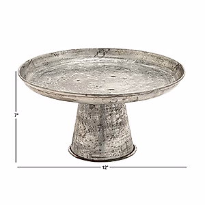Deco 79 Metal Galvanized Cake Stand, 12" x 12" x 7", Gray