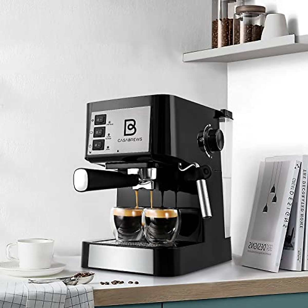 CASABREWS 20 Bar Espresso Machine, Professional Espresso Coffee Maker with Milk Frother Steam Wand, Compact Cappuccino Machine and Espresso Maker with 50 oz Water Tank for Latte, Gift for Men or Women