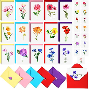 Colarr 150 Set Floral Watercolor Blank Cards with Envelopes Stickers 4 x 6 Inch Note Cards Blank Greeting Cards Bulk Stationary Notecards for Birthday Mother's Day Thank You Gifts