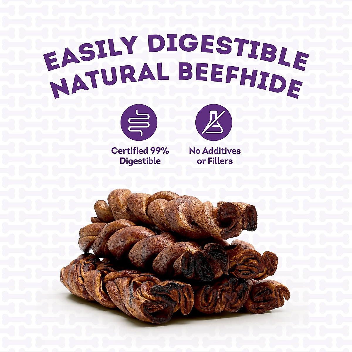 Treatly USA Beefhide Braids 7-8" Dog Chew Treats - Beef Flavor, 6 Count/1 Pack