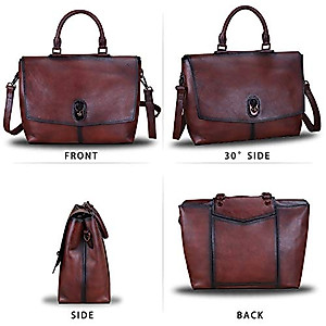 Genuine Leather Satchel Purses Handbags for Women Large Capacity Shoulder Bags Lady Work Top Handle Crossbody Bags (Coffee)