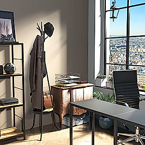 Simple Houseware Freestanding Coat Rack With Shelf, Black