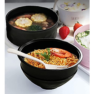 Ramen Cooker Ramen Bowl Set with Chopsticks Microwave Noodle,College Dorm Room Essentials for Girls for Boys Apartment-Black