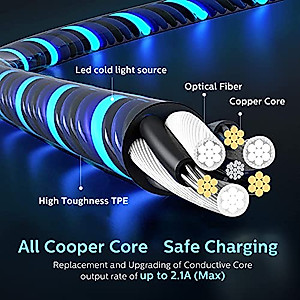 Oliomp Micro USB Cable 3FT, Fast Charging Android Charger LED Light Up Phone Charger Cord for Huawei Mate SE, Samsung Galaxy S7/S6/J7,LG,HTC,Sony,Moto,Kindle,PS4 and More