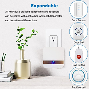 Caregiver Pager Wireless Life Alert Systems for Seniors IP55 Waterproof, Fall Alert Devices for Elderly, Panic Buttons with Necklace (3 Call Buttons + 2 Receivers)