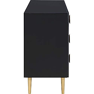 Meridian Furniture 842Black-D Zayne Collection Modern | Contemporary Dresser with Brushed Gold Metal Legs and Handle, 60" W x 18" D x 32" H, Black