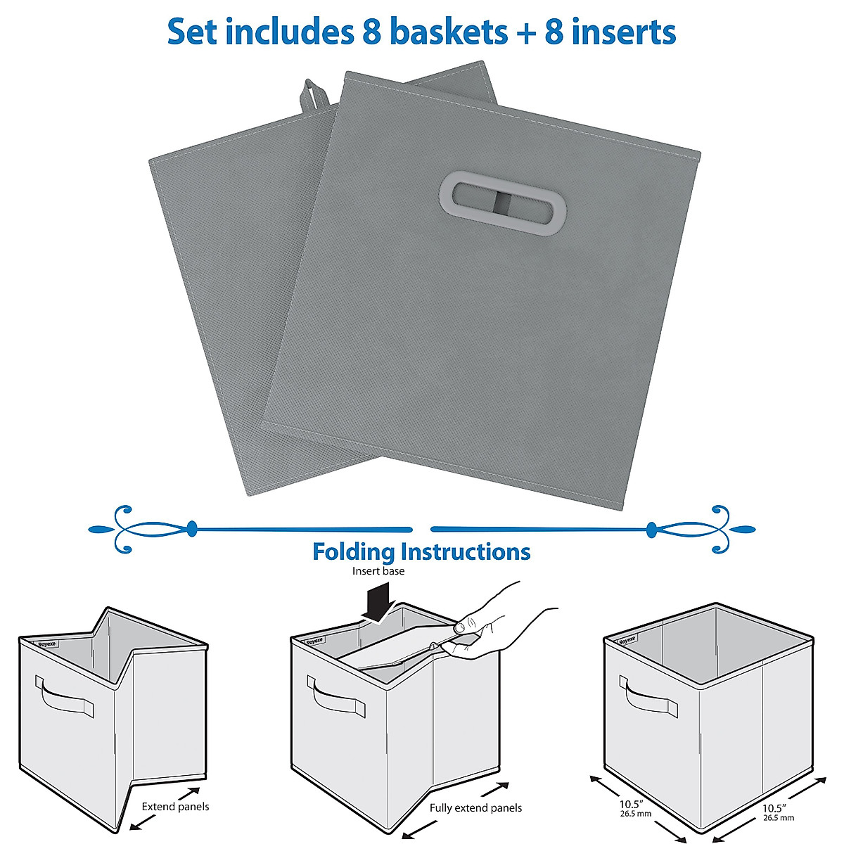 Heavy-Duty Cube Storage Baskets - Set of 8
