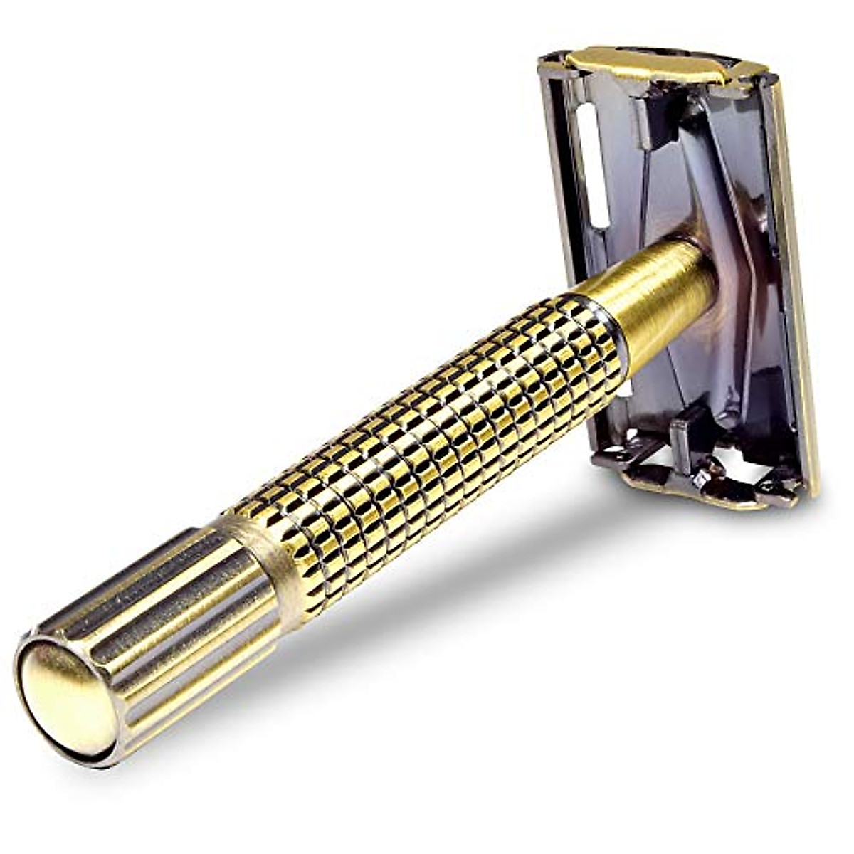 Seki Japan Double Edge Butterfly Open Safety Razor, Heavy Duty Bronze Brass Hard Chromium, 3.14inch Long Handle