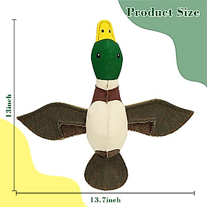 IOKHEIRA Squeaky Dog Toy for Large Breed, Plush with Crinkle Paper, Tug of War for Puppy, Small, Middle Dogs (Brown, Mallard)