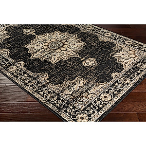Mark&Day Area Rugs, 2x8 Pense Traditional Black Runner Area Rug, Black Brown Cream Carpet for Hallway, Kitchen, Bedroom or Living Room (2'2" x 7'7" Runner)