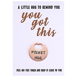 MIXJOY Little Pocket Hug Token You Got This & Greeting Card for Friends Family, Think of You Missing You Gift, Positivity Cheer Up Gift for Him Her, Good Luck, Sengding a Hug Gifts, Rose Gold