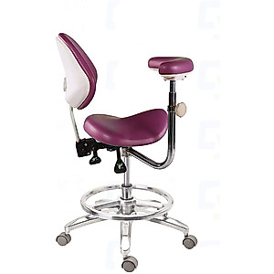 BoNew Dental Deluxe Mobile Saddle Chair PU Leather Assistant Doctor Stools Black