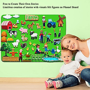 Craftstory 47 Pcs Farm Animals Toys Flannel Felt Board Story Sets for Toddlers Kids 47 Pieces Farm Barnyard Toys Interactive Montessori Sensory Busy Board Arts Crafts Gifts for Kids